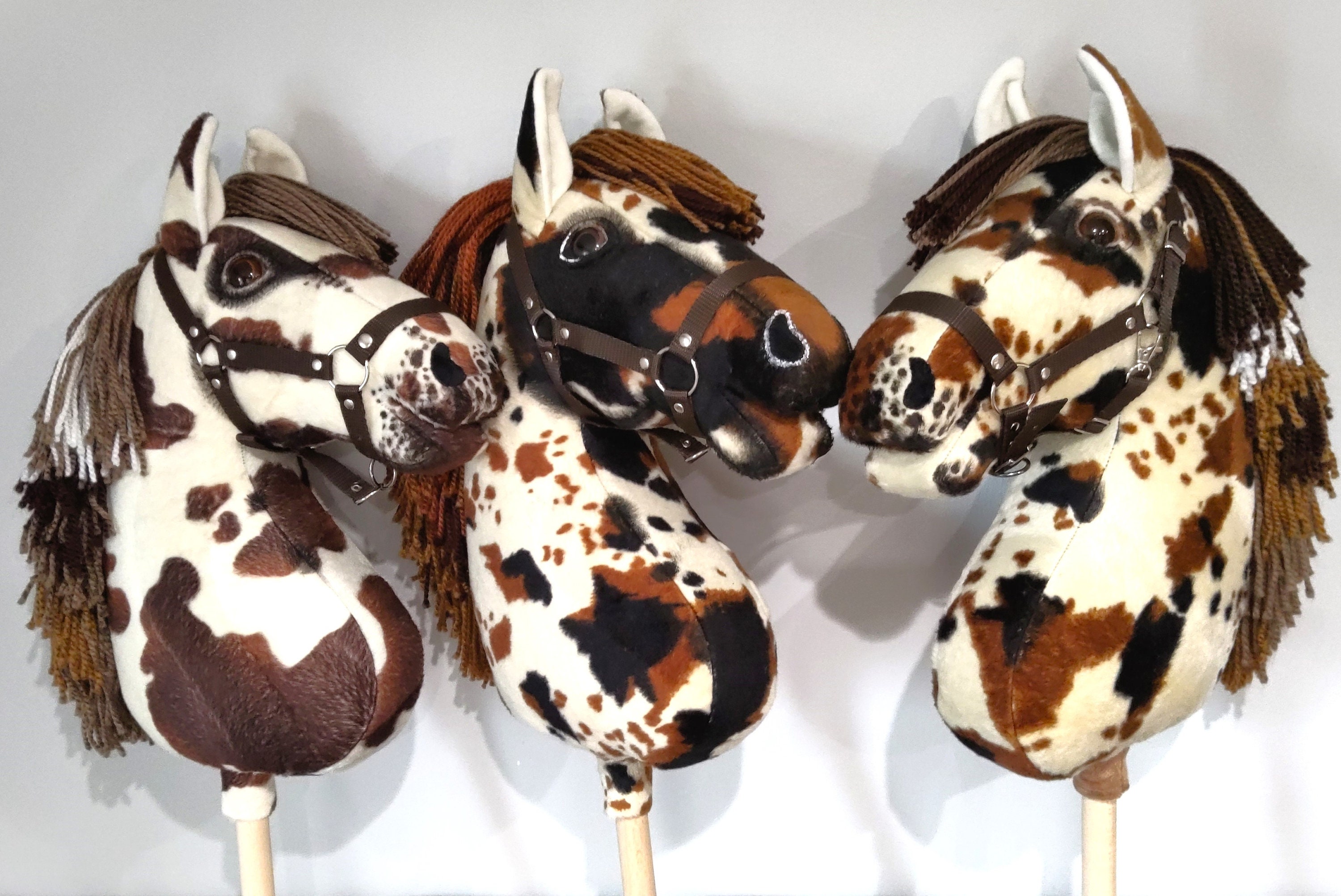 Appaloosa Hobby Horse, American Paint Horse, Yarn Mane, Bridle, Patches ...