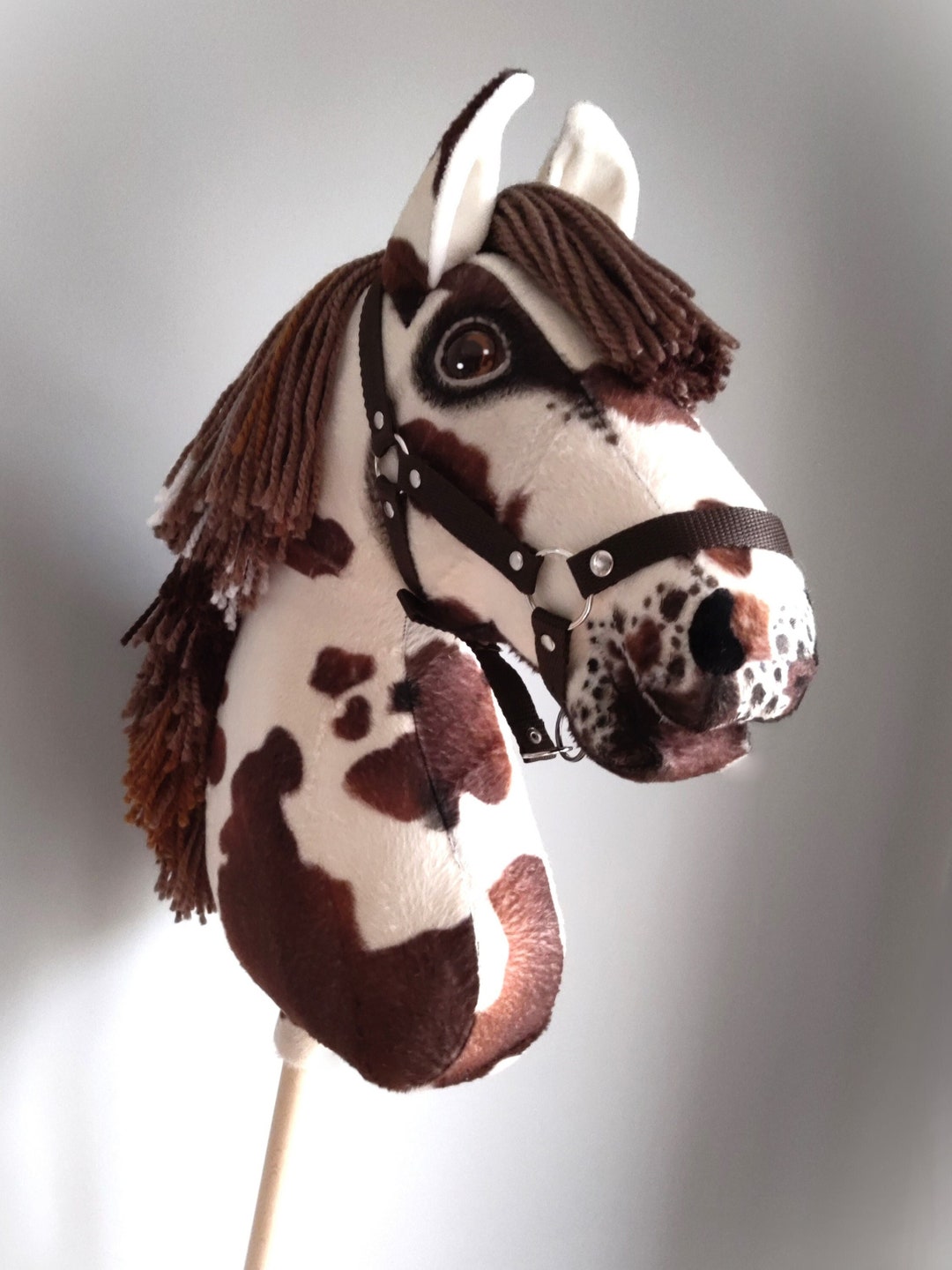 Appaloosa Hobby Horse, American Paint Horse, Yarn Mane, Bridle, Patches ...