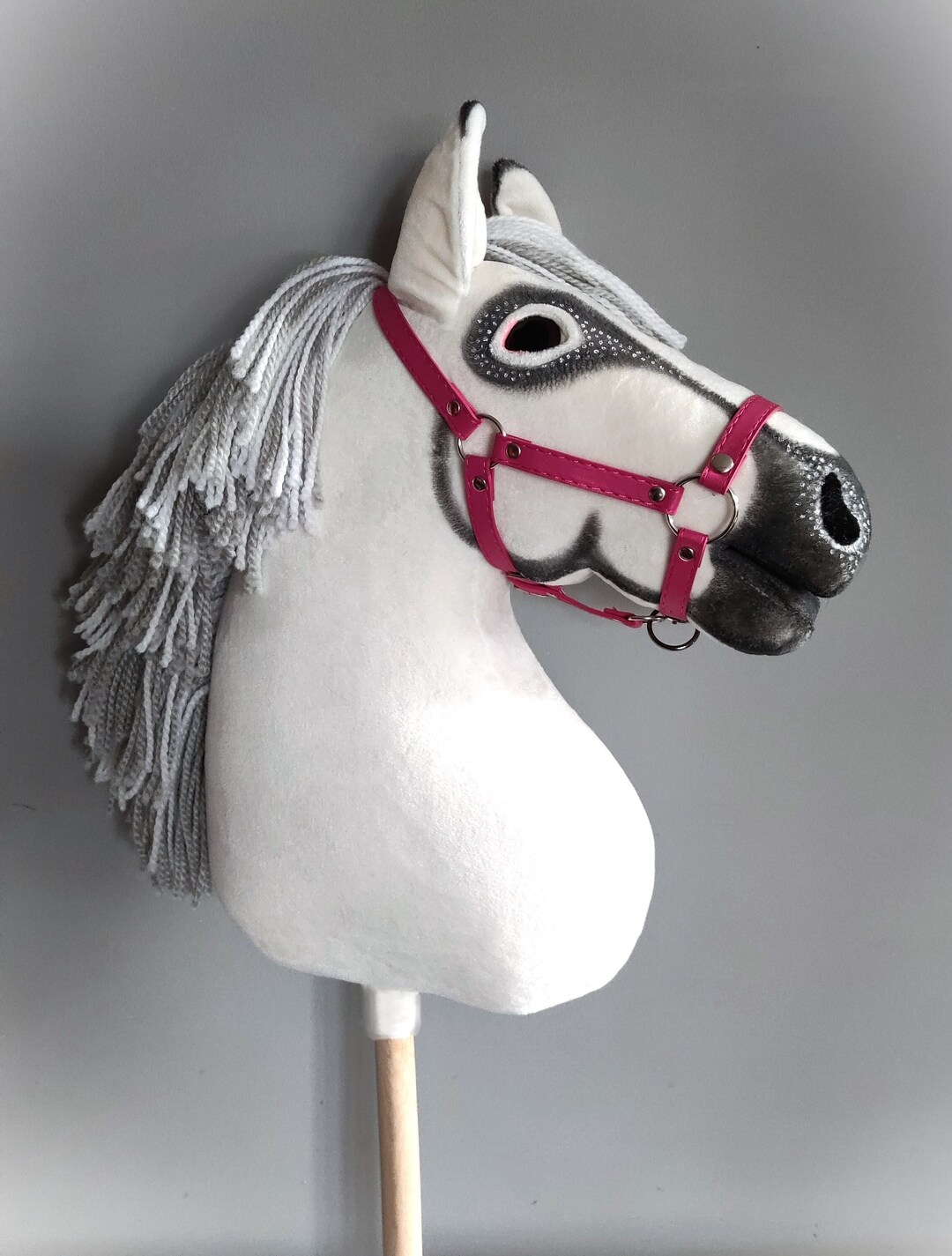 Hobby Horse, White, Andalusian Horse, Bridle, White Yarn Mane, Horse on ...