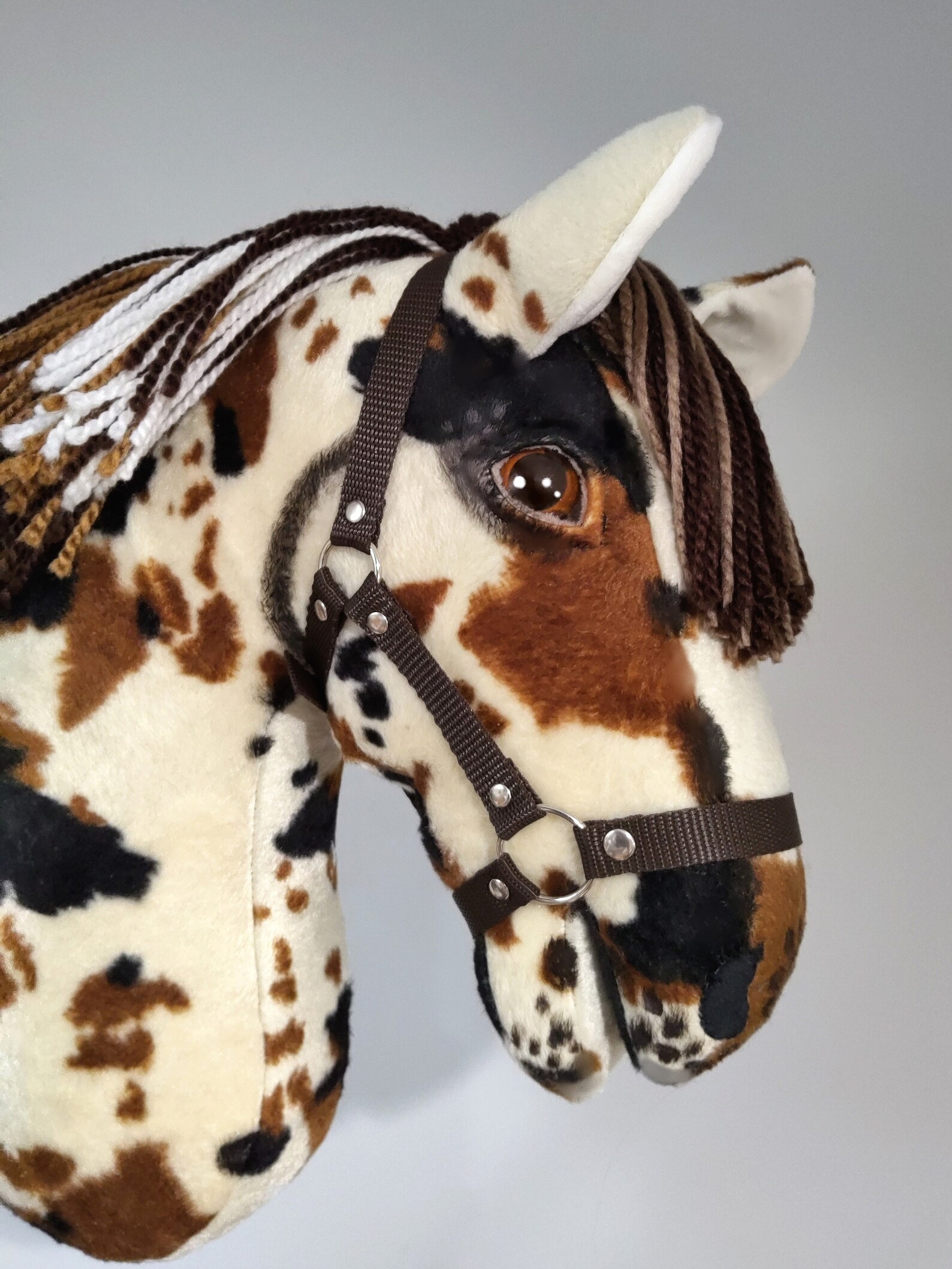 Appaloosa Hobby Horse, American Paint Horse, Yarn Mane, Bridle, Patches ...