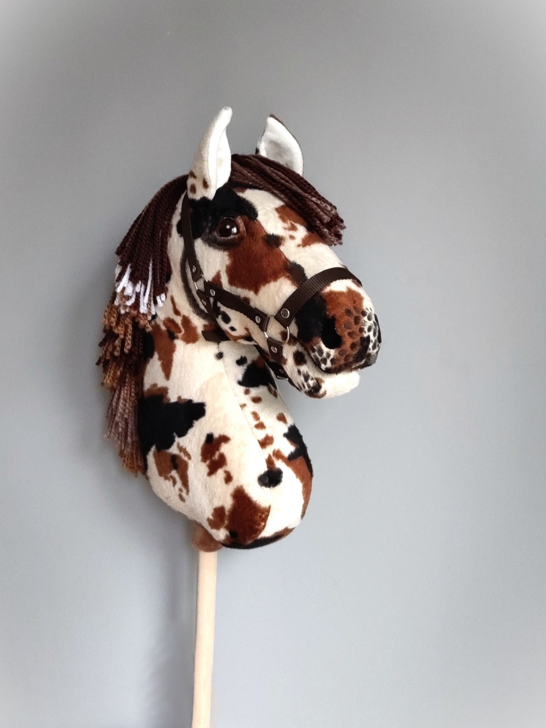 Appaloosa Hobby Horse, American Paint Horse, Yarn Mane, Bridle, Patches ...