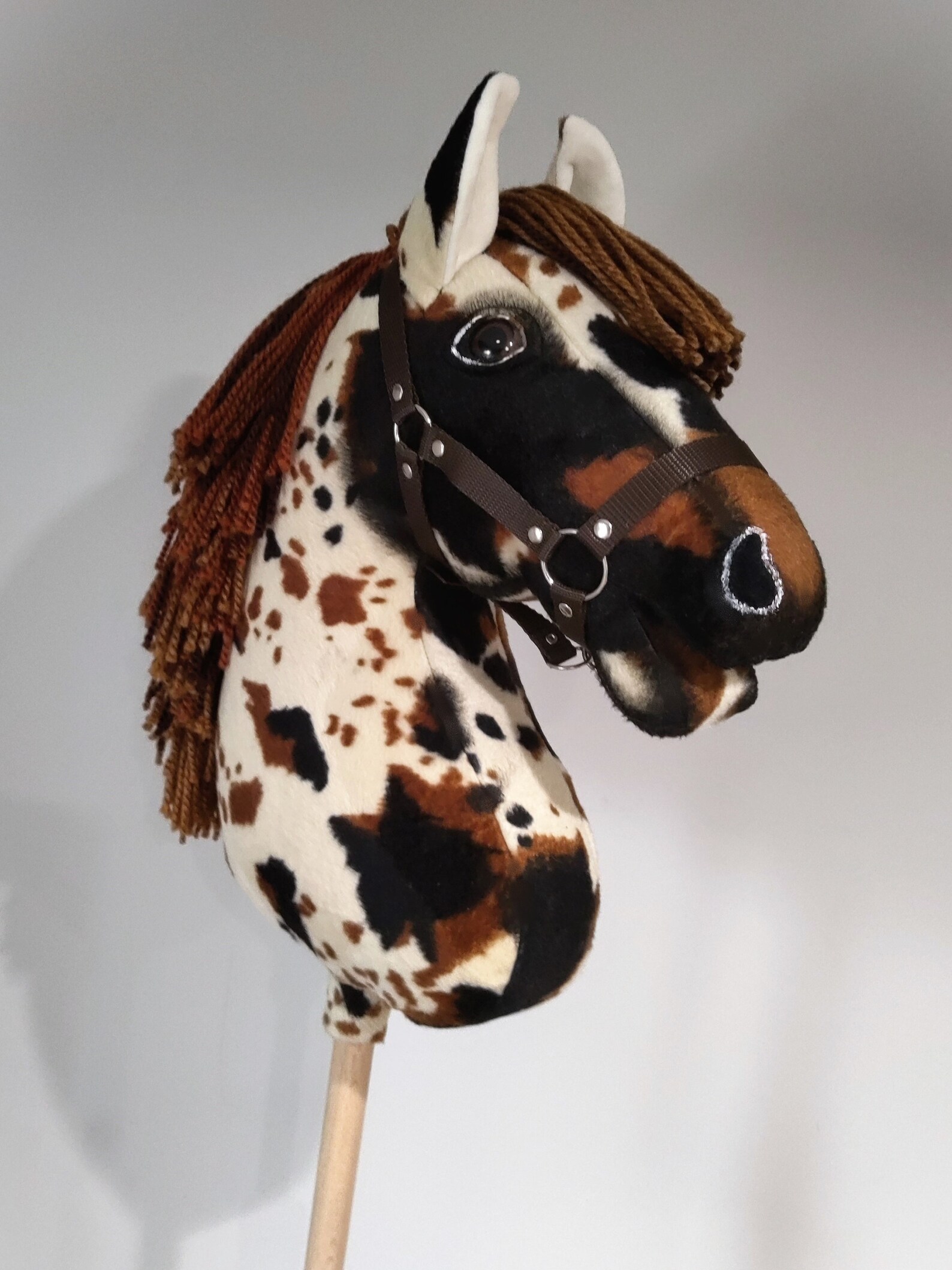 Appaloosa Hobby Horse, American Paint Horse, Yarn Mane, Bridle, Patches ...
