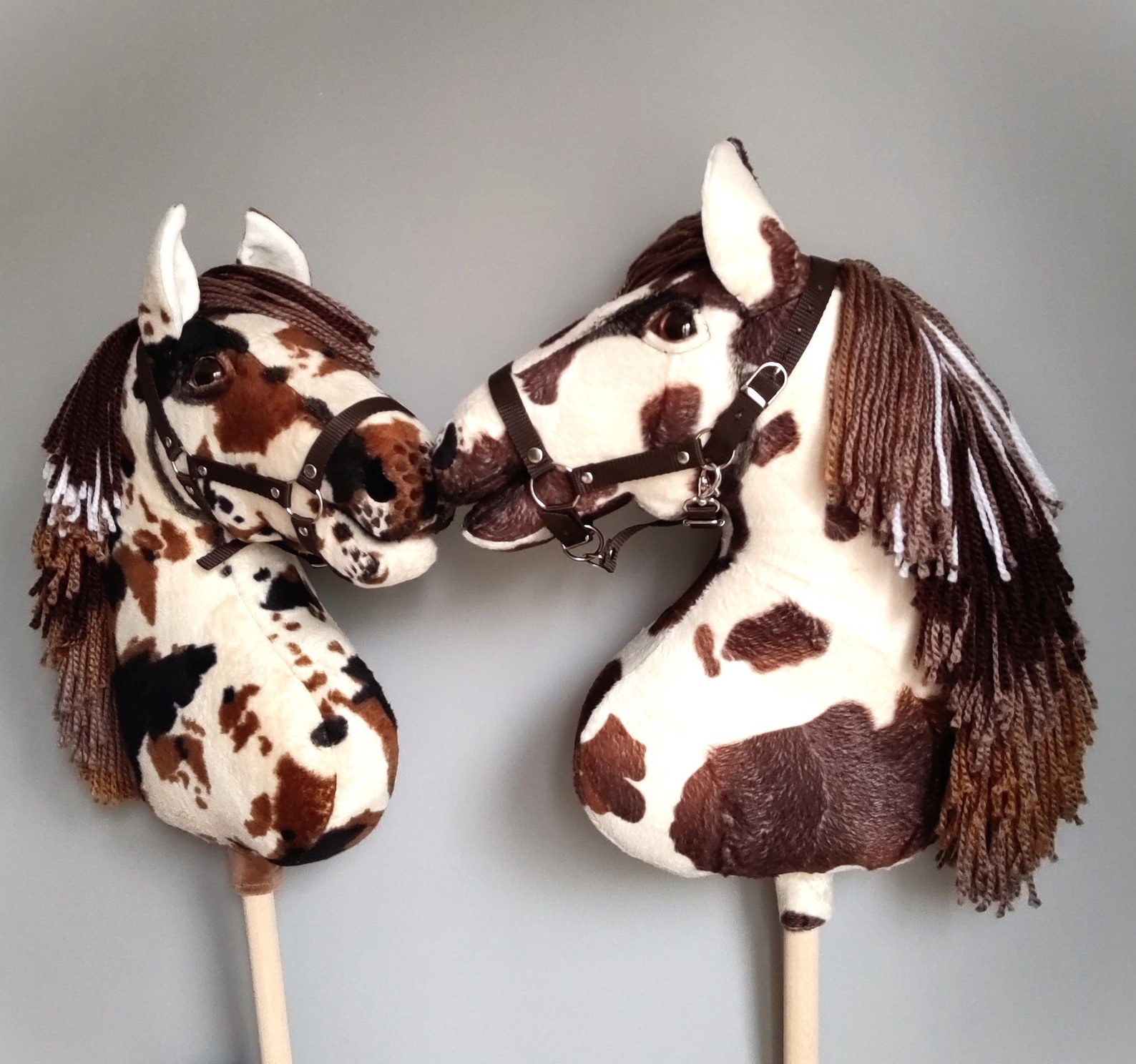 Appaloosa Hobby Horse, American Paint Horse, Yarn Mane, Bridle, Patches ...
