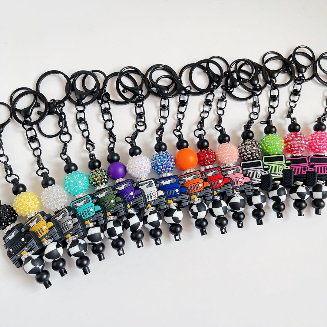 MULTIPLE COLOURS Beep Beep Jeep Silicone Beaded Keychain off Road ...