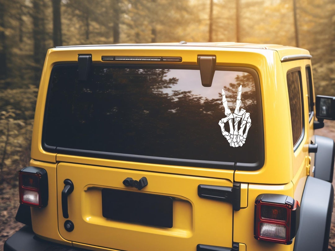 Peace Sign Skeleton Hand Vinyl Decal | Outdoor Friendly | Trendy Window ...