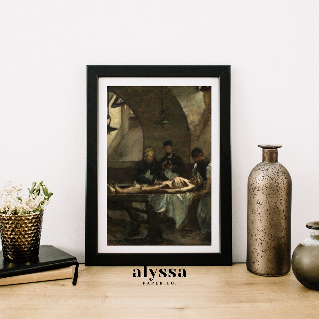 Digital Printable Vintage Art Painting of an Autopsy Dark and Moody Aesthetic Antique Prints ...