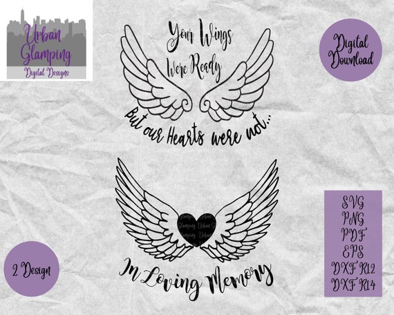 Memorial Angel Wing SVG Cut Files | Etsy