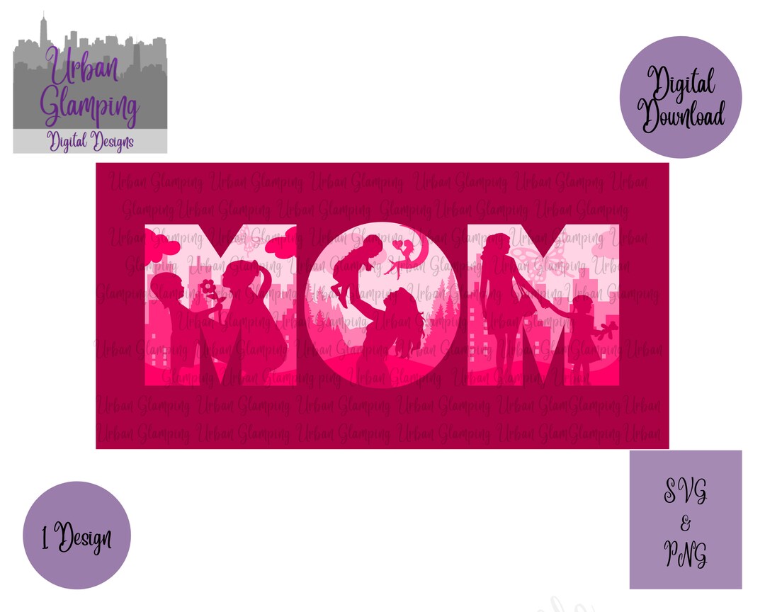 MOM Layered Silhouette SVG Cut File | Digital Download - Etsy