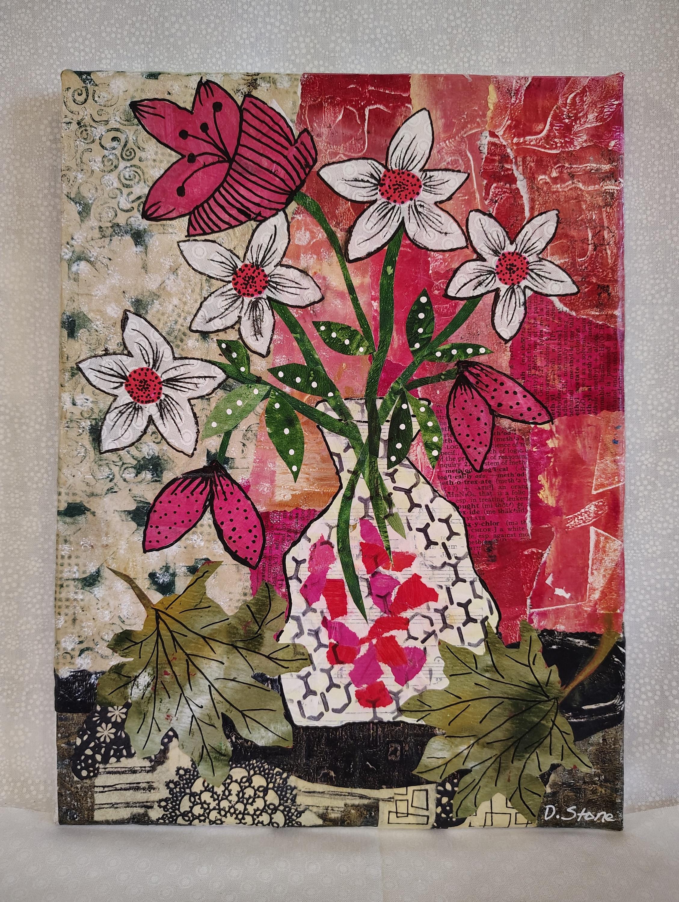 Mixed Media Floral Art, Botanical Collage on Canvas - House Decor - Etsy