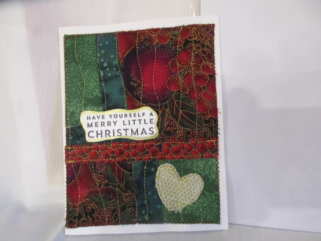 Christmas Cards, Fabric Quilted Cards, Greeting Cards, Blank Note Cards ...