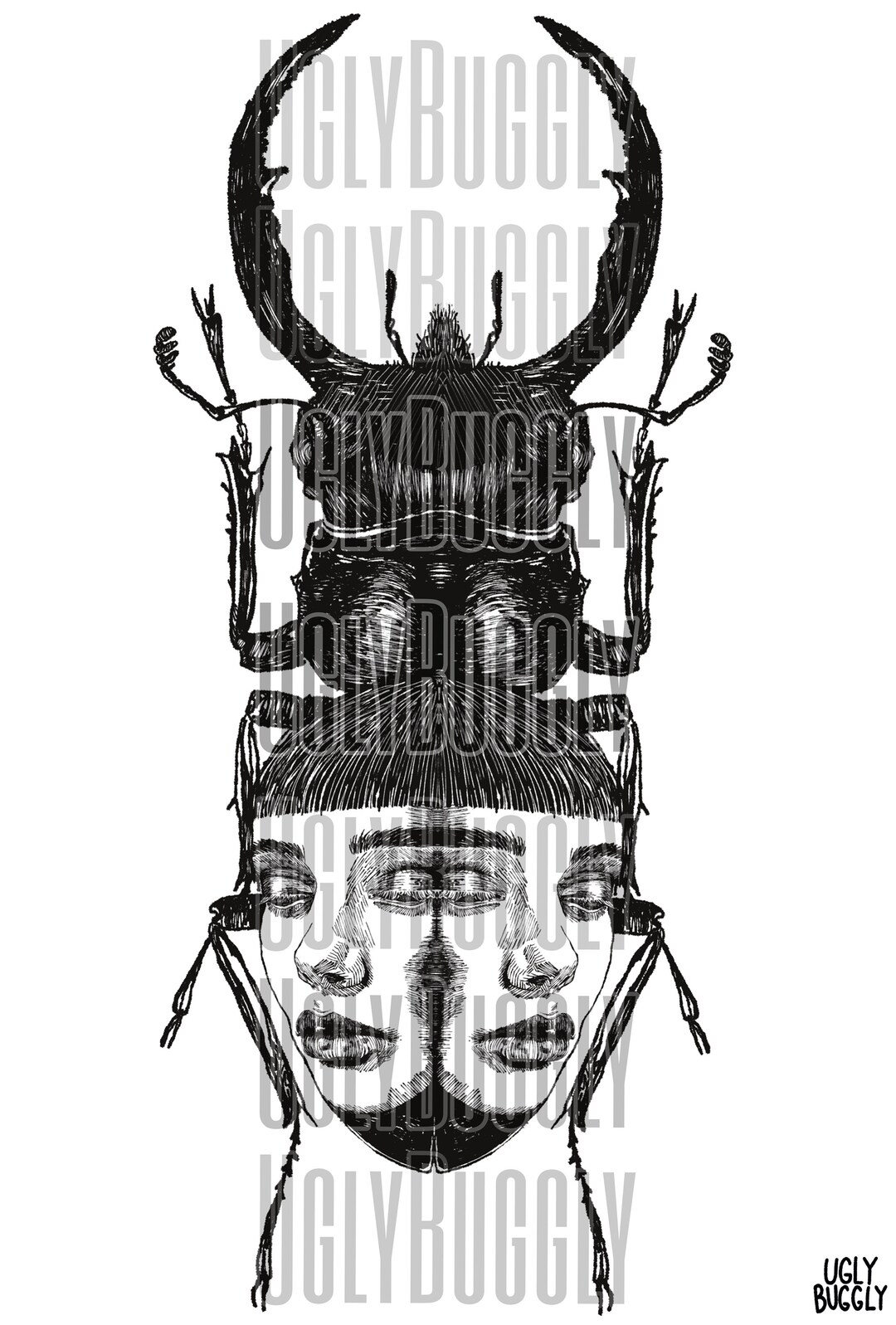 Bug Human Hybrid Portrait Print: Beetle - Etsy