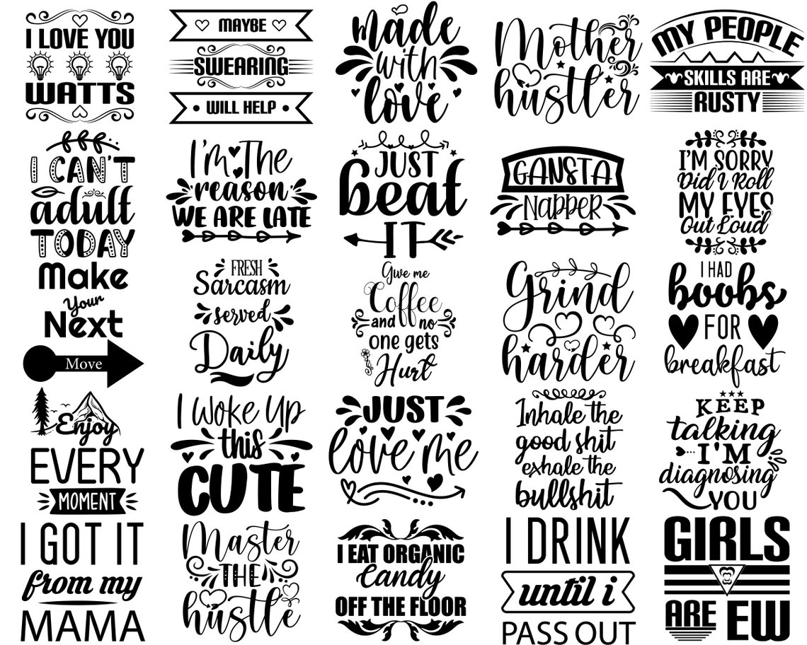 120 Funny Quotes SVG Bundle Funny SVG File Funny Saying SVG - Etsy