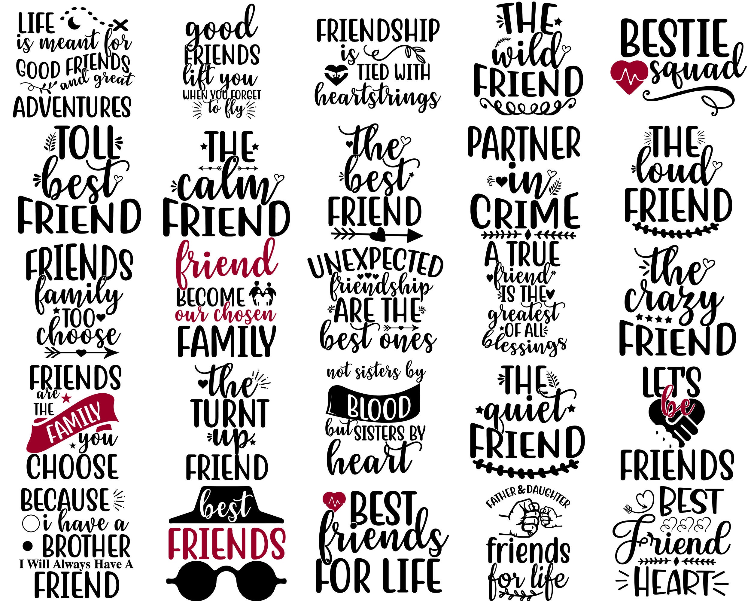Friendship SVG Bundle, Best Friend Quotes, Cricut Silhouette Cut Files ...