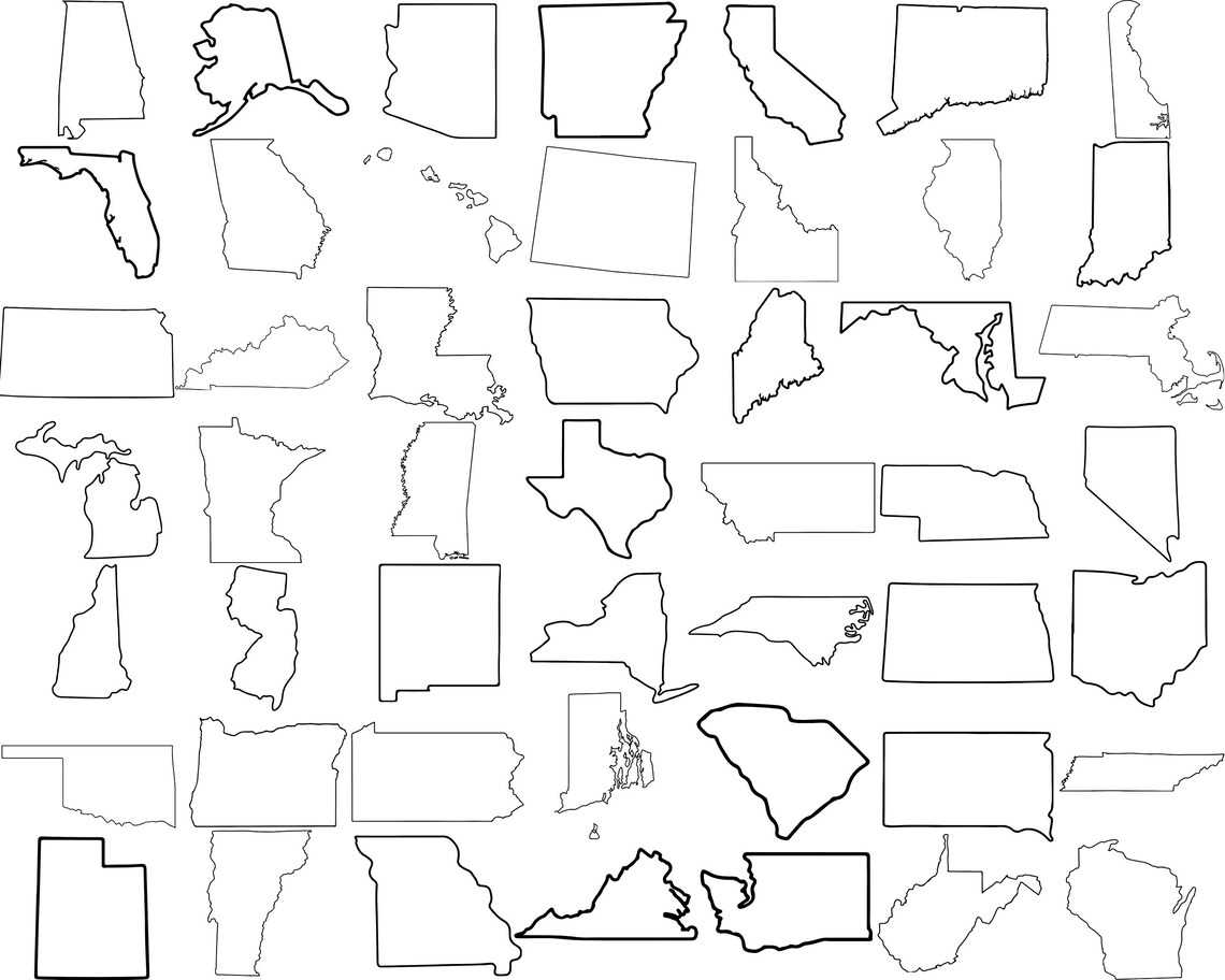 All US States SVG Bundle States Outline SVG File for Cricut - Etsy