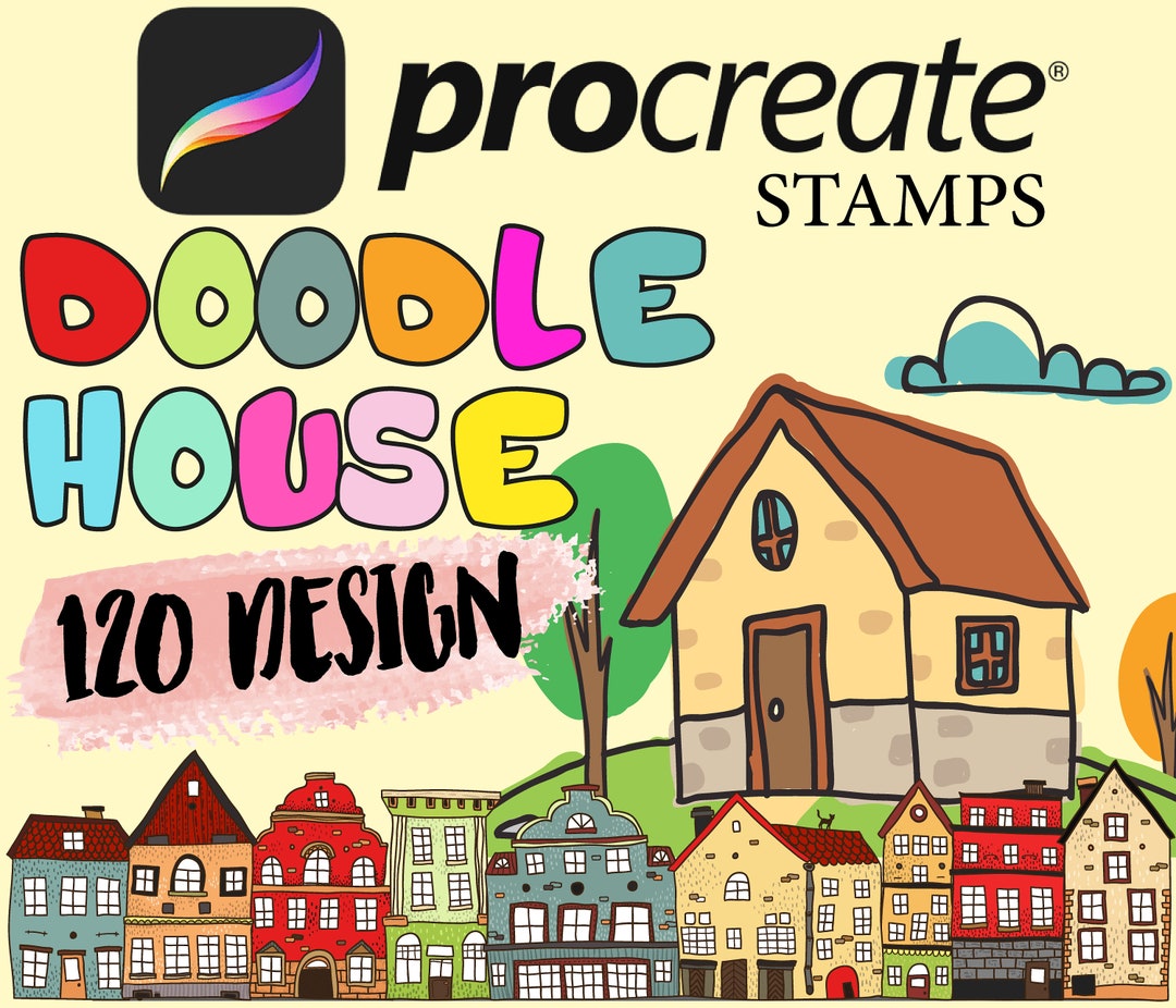 120 Doodle House Stamps Procreate Bundle, City Procreate Brushes, Home ...
