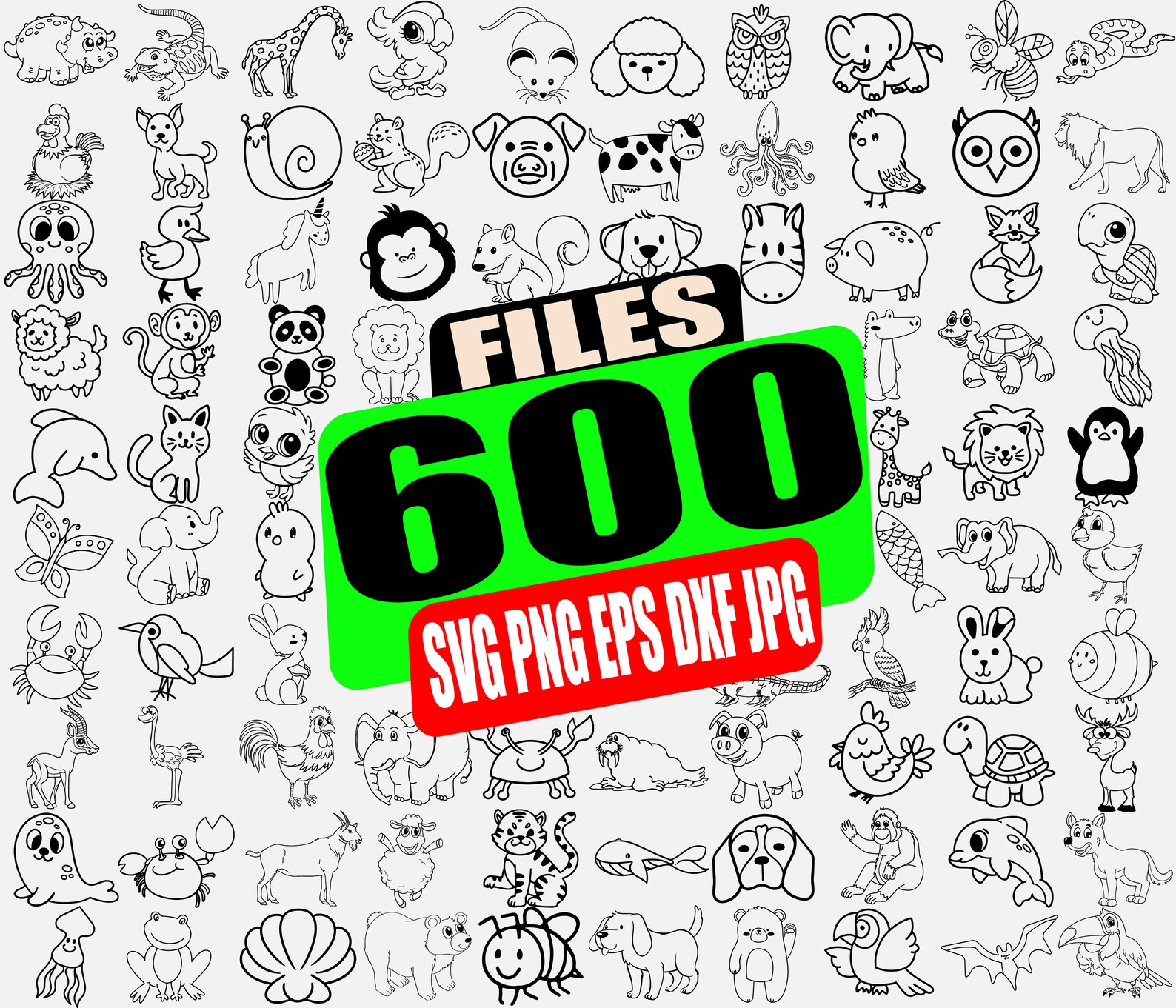 120 Animal Doodle SVG Bundle for Cricut Cute Animal SVG - Etsy