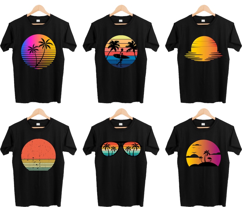 Retro Sunset SVG Bundle: Vintage Palm Tree Designs (600 Files) - Etsy