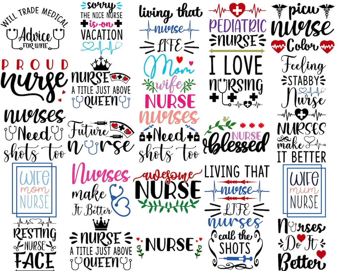 Nurse SVG Bundle Nurse Quotes SVG Nursing SVG File Nurse - Etsy