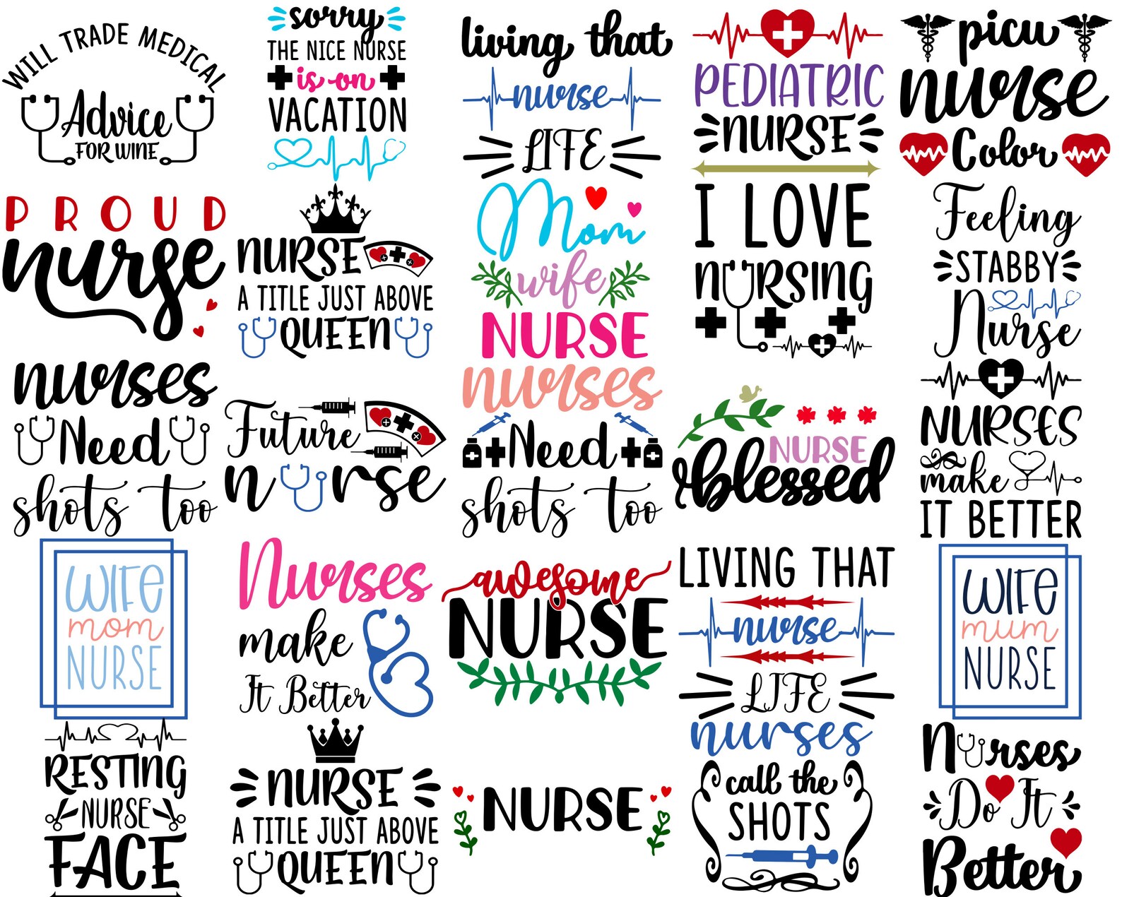 Nurse SVG Bundle Nurse Quotes SVG Nursing SVG File Nurse - Etsy