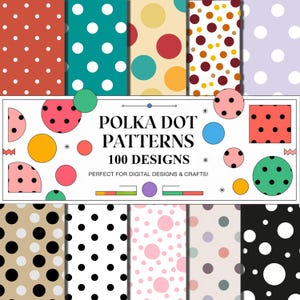 100 Polka Dot Seaamless Digital Paper, Mix Design and Colours Polka Dot ...