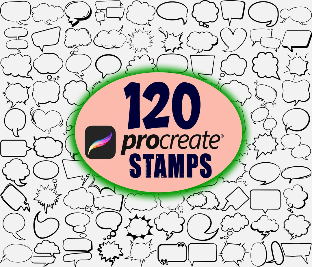 Speech Bubble Procreate Stamps, Speech Bubble Stamps, Manga Anime ...