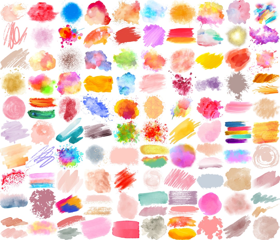 150 Watercolor Brushes Png Bundle,pastel Brush Strokes,alcohol Ink ...
