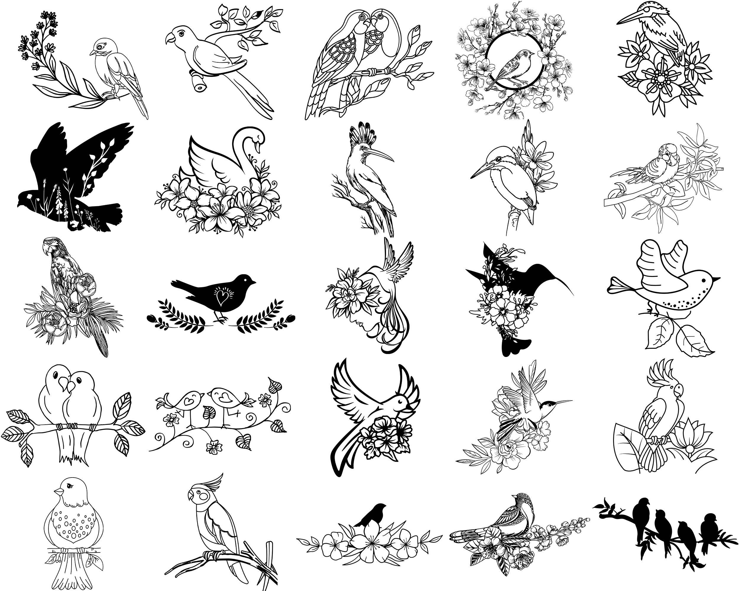 Bird Floral SVG Bundle Bird SVG Files for Cricut Bird Wreath - Etsy Canada