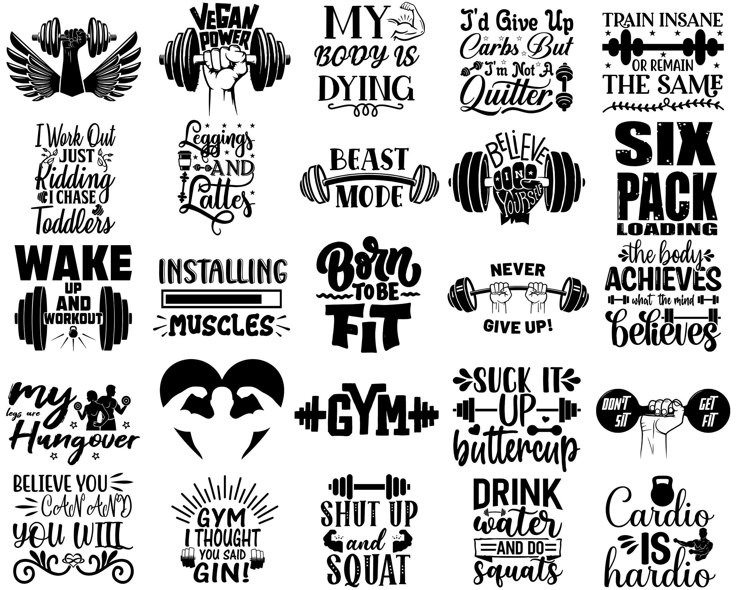 120 Gym SVG Bundle, Cardio SVG File, Gym Motivation SVG, Fitness Svg ...