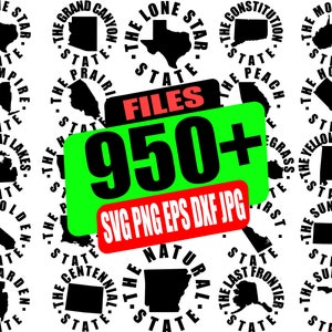 US States SVG Bundle: Outline Maps & Slogans - Cricut Ready (950+ Files ...
