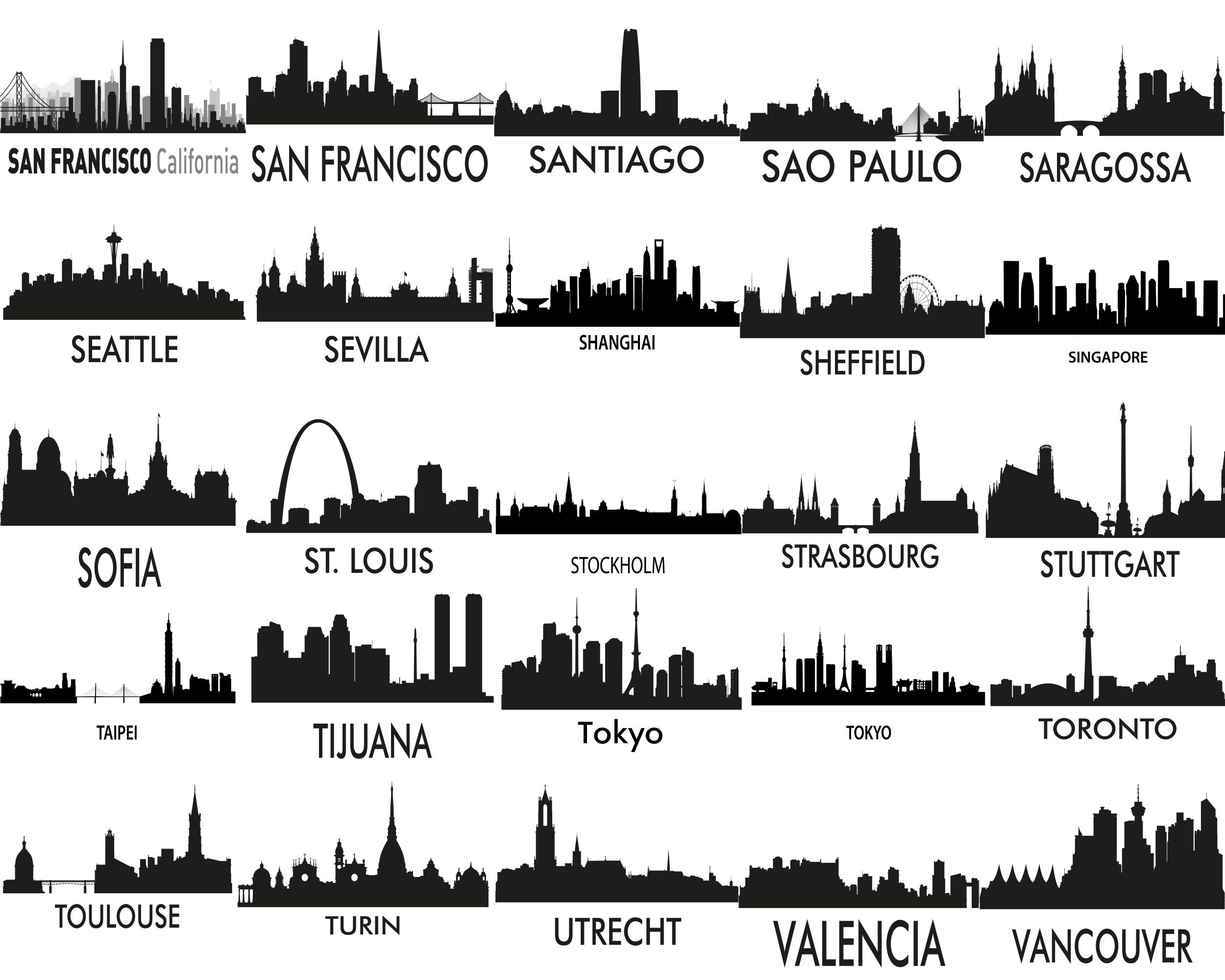 150 Landmark SVG Silhouette File Bundle Big City SVG File | Etsy