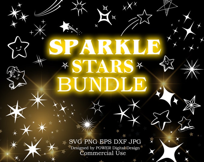 50 Stars PNG, Star Clipart, Stars SVG, Sparkling Stars Image Bundle ...