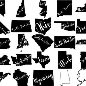 All US States SVG Bundle, States Outline SVG File for Cricut, State ...