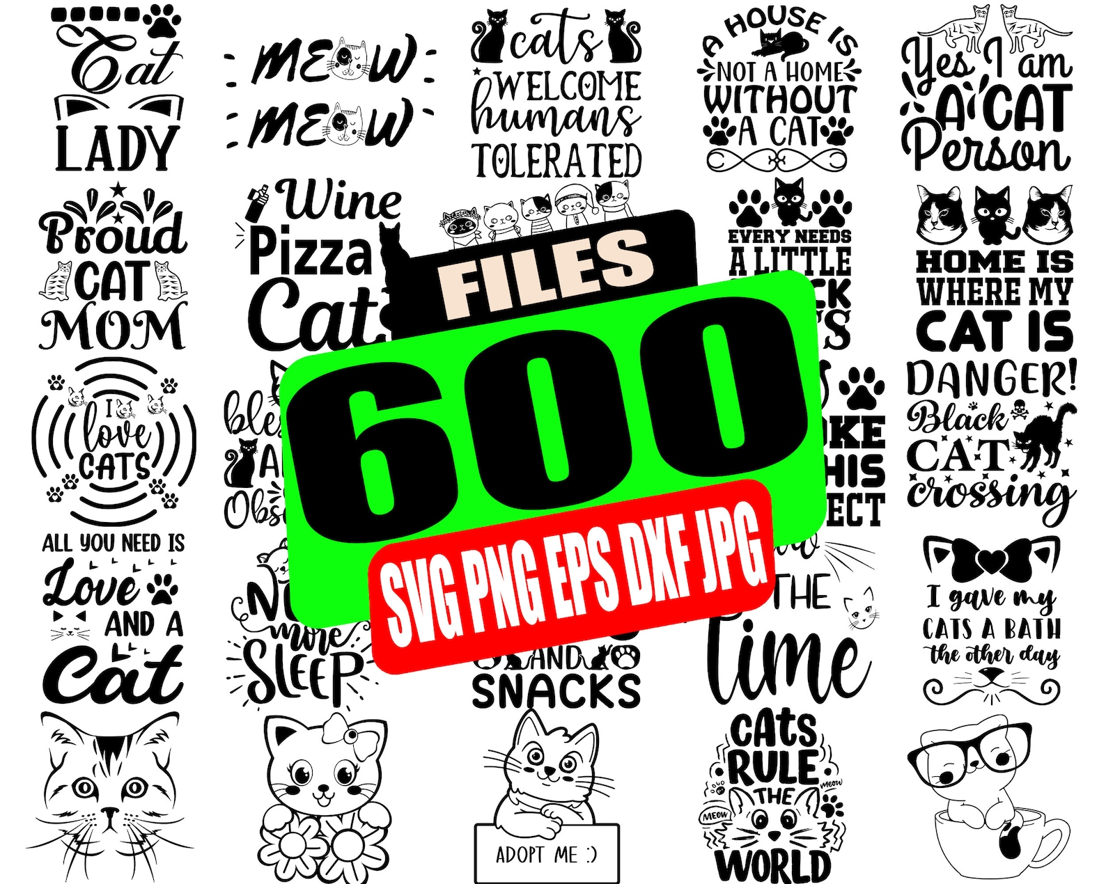 Cat Quotes SVG Bundle: Funny Cat Lover Designs (600 Files) - Etsy