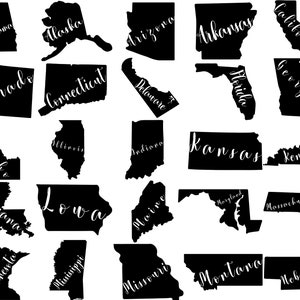 All US States SVG Bundle, States Outline SVG File for Cricut, State ...