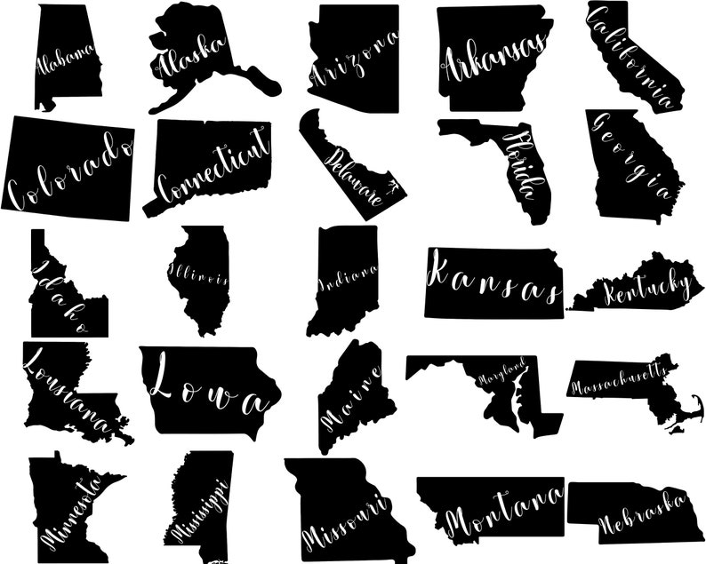All US States SVG Bundle States Outline SVG File for Cricut - Etsy