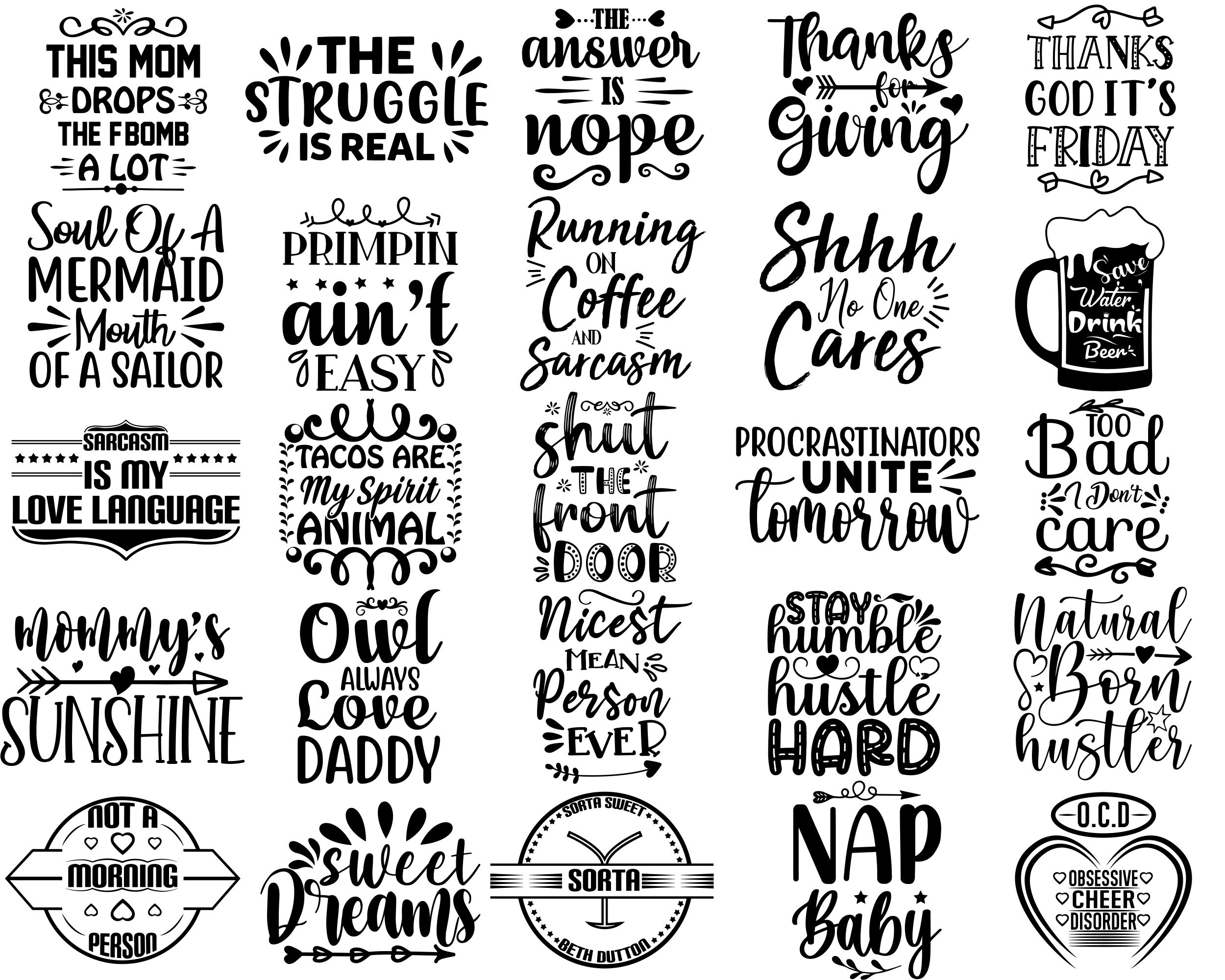 120 Funny Quotes SVG Bundle Funny SVG File Funny Saying SVG - Etsy