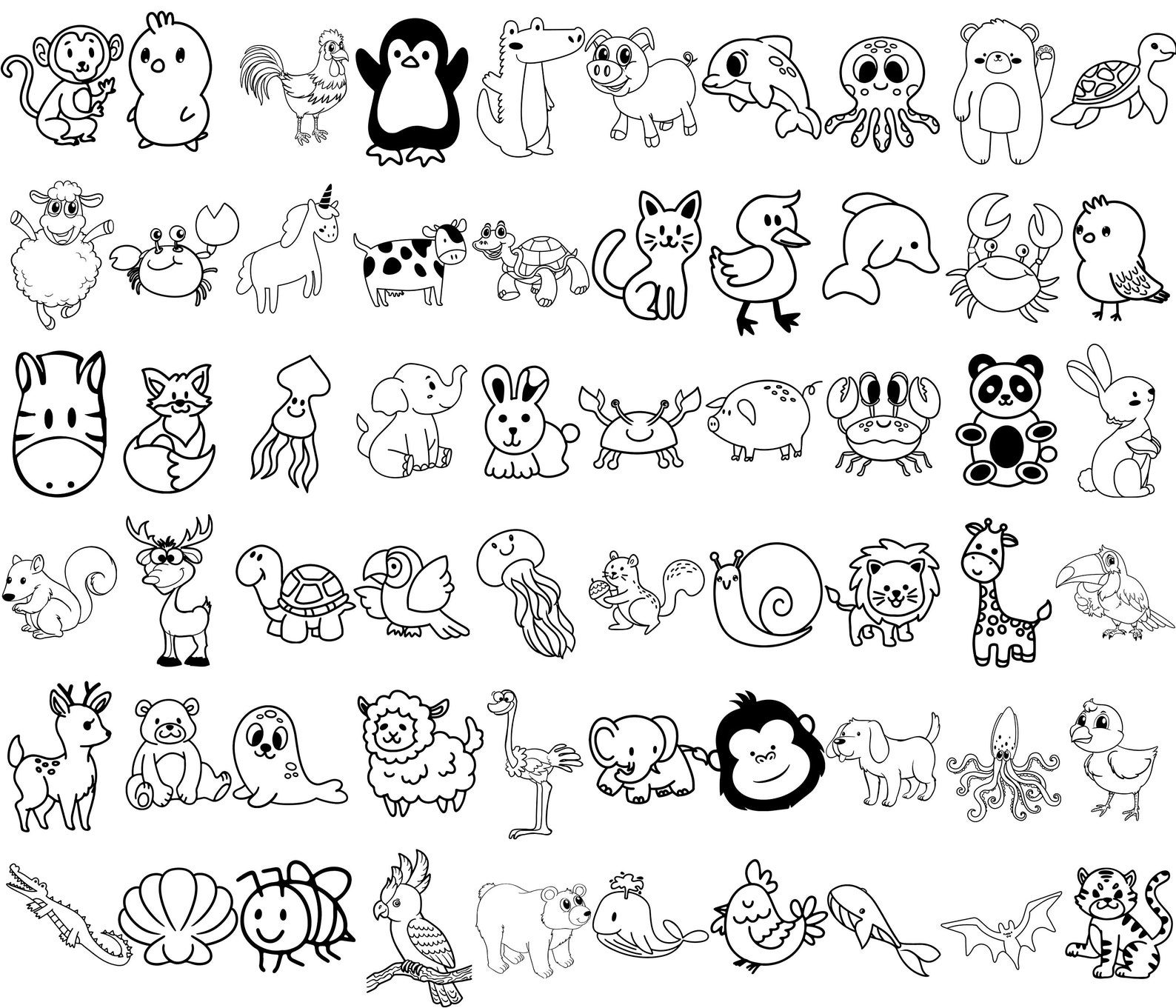 120 Animal Doodle SVG Bundle for Cricut Cute Animal SVG - Etsy