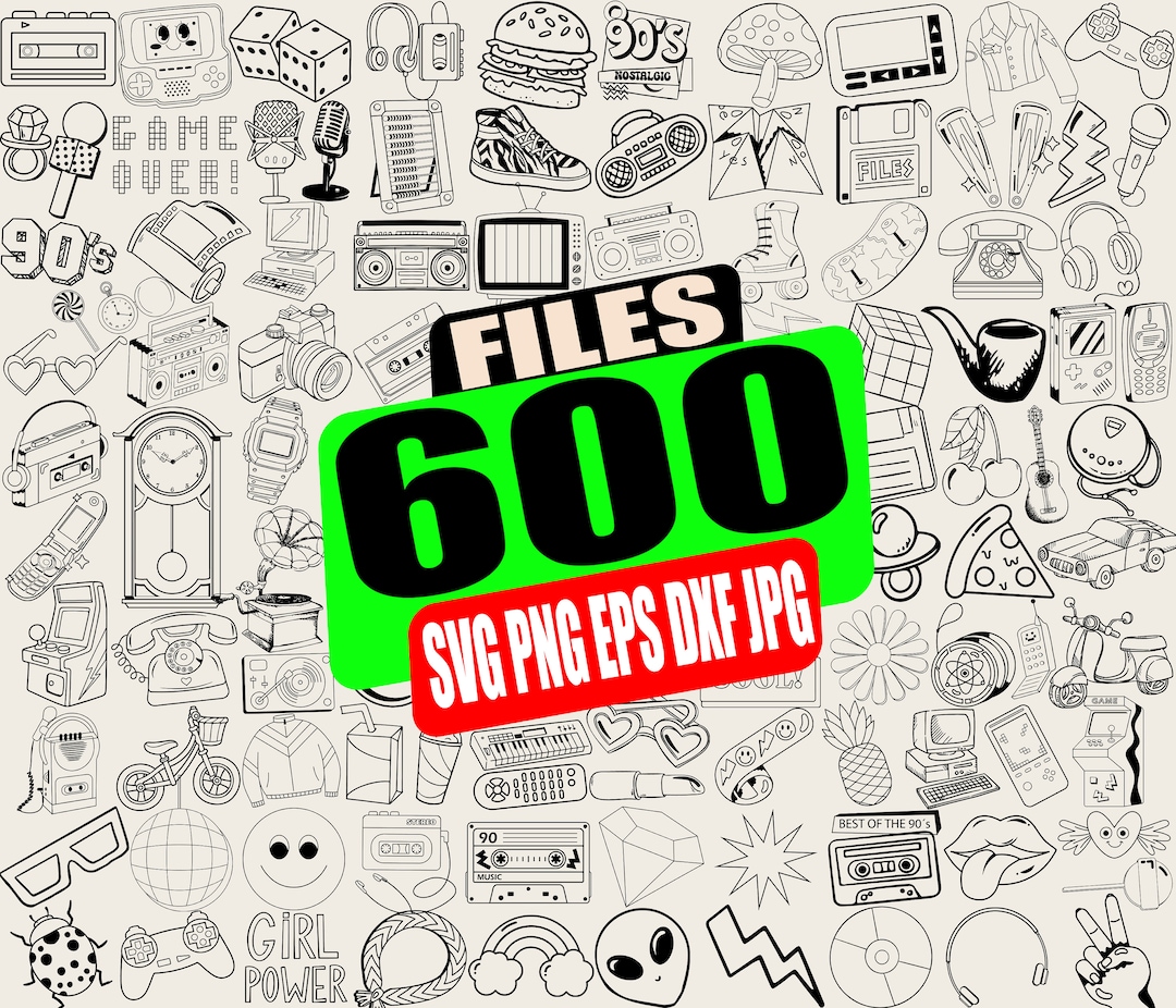 90s Nostalgia SVG Bundle: Retro Clipart Designs (600 Files) - Etsy