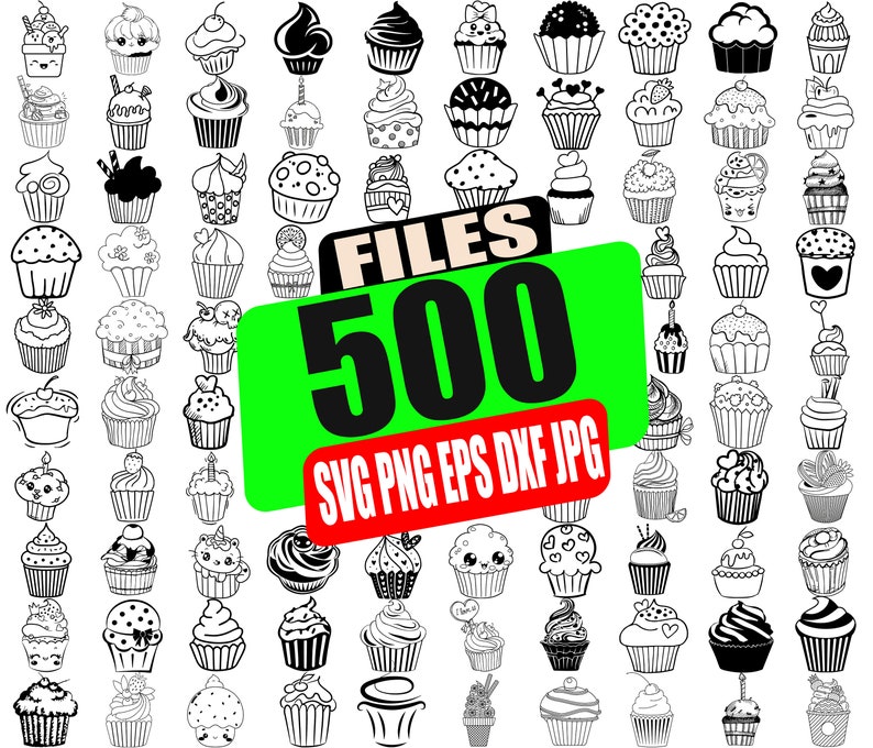 Cupcake SVG Bundle: Muffin Cut File, Bakery Dessert (500 Files) - Etsy