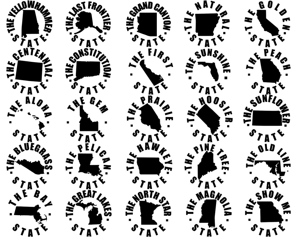 All US States SVG Bundle States Outline SVG File for Cricut - Etsy