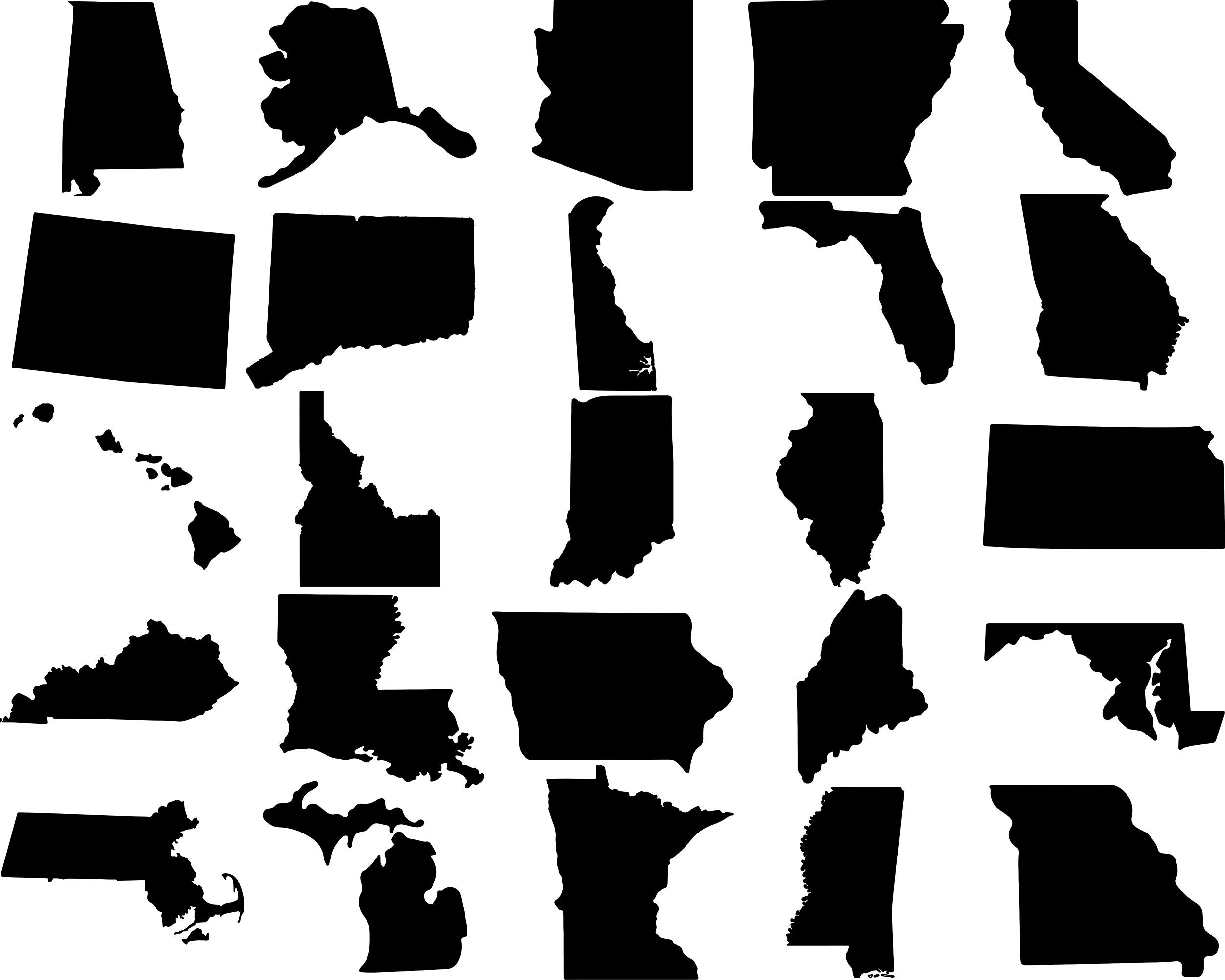 All US States SVG Bundle States Outline SVG File for Cricut - Etsy