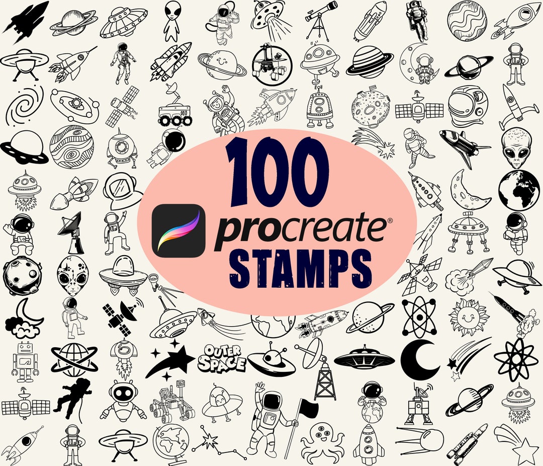 100 Space Planet Procreate Stamps, Rocket Moon Brushset, Astronaut Procreate, Galaxy Stamps, Ufo ...