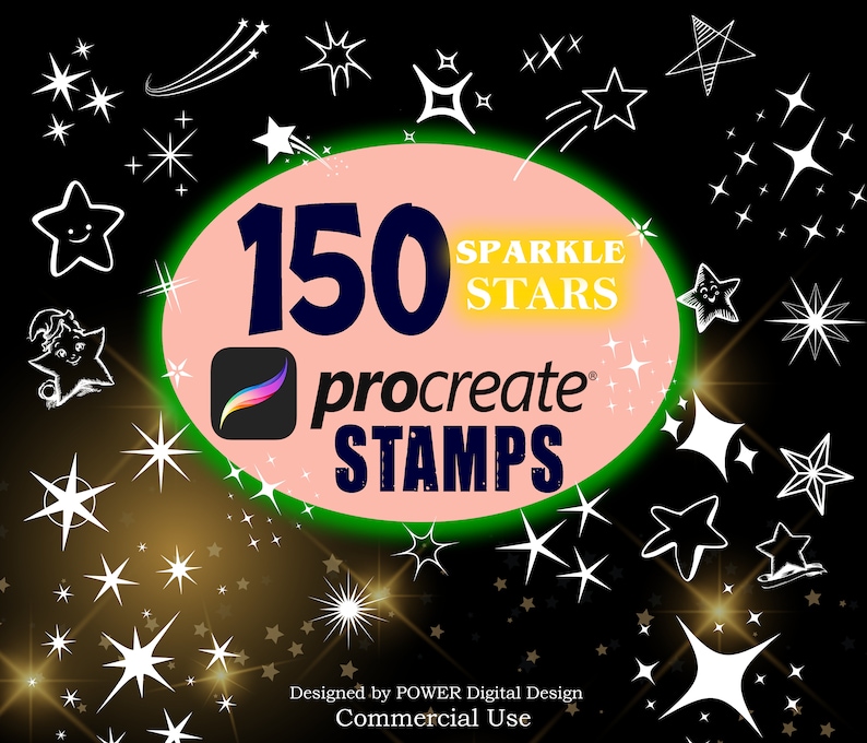 150 Procreate Sparkle Stars Stamps: Galaxy Brushset (instant Download ...