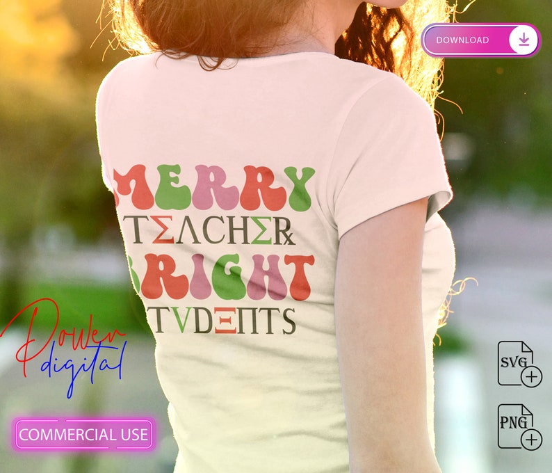 Merry Teacher Bright Students SVG PNG Sublimation Merry - Etsy