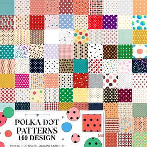 100 Polka Dot Seaamless Digital Paper, Mix Design and Colours Polka Dot ...