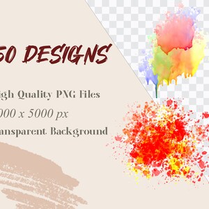 150 Watercolor Brushes Png Bundle,pastel Brush Strokes,alcohol Ink ...