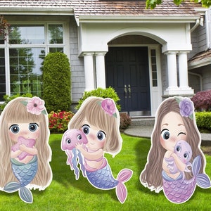 Mermaid Girls Party Decor Cutouts, Cute Mermaids Party Decor, Ocean ...