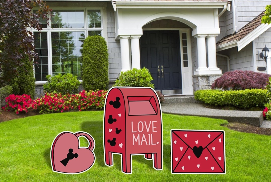 Valentines Decor, Red Mail Box Decor, Valentines Day Pink Box Mail ...