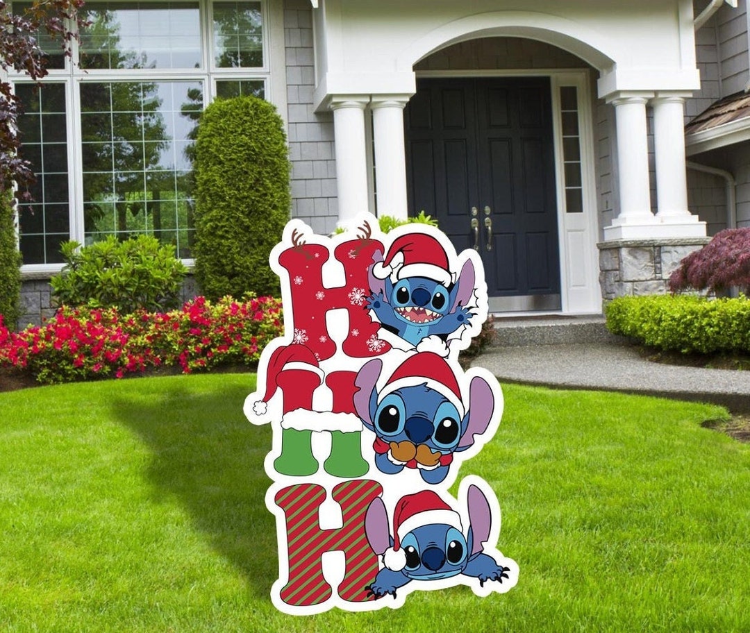 Stitch Christmas Sign, Stitch Christmas Cutouts, Outdoor Decoration ...