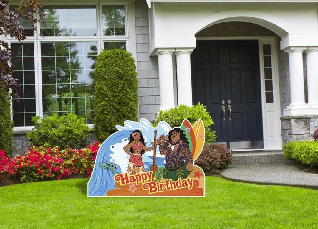 Moana Party Decor Cutouts, Moana Happy Birthday Sign, Outdoor ...